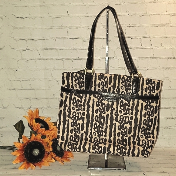 Coach | Bags | Coach Ocelot Nylon And Patent Leather Tote Bag | Poshmark